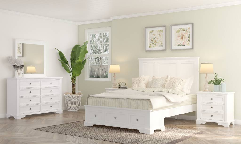 Sala Queen 5Pc Bedroom Suite W Dresser Mirror White Fantasia Furniture